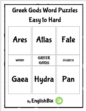Greek Gods and Goddesses Word Puzzles Workbook - EnglishBix