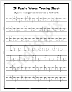 IP Word Family Activity Worksheets for Kids - EnglishBix
