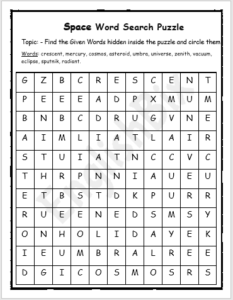 Space Word Search Puzzles Workbook - EnglishBix