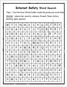 Internet Safety Word Puzzles Mini Workbook - EnglishBix