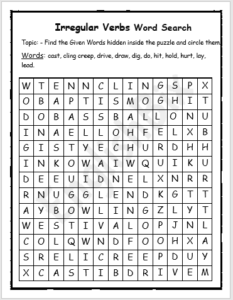 Irregular Verbs Word Puzzles Printable Mini-Workbook - EnglishBix