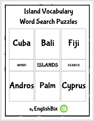 Island Names Word Search Puzzles Workbook - EnglishBix