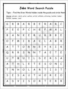 Jobs and Occupations Word Puzzles Workbook - EnglishBix