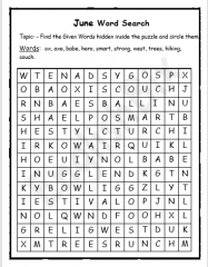 Month of June Word Puzzles Mini Workbook - EnglishBix