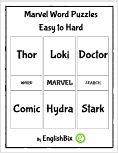 Marvel Word Puzzles Printable Mini Workbook - EnglishBix