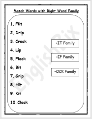 IP Word Family Activity Worksheets for Kids - EnglishBix