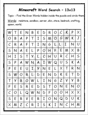 Minecraft Word Puzzles Printable Mini Workbook - EnglishBix