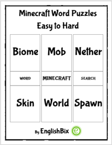 Minecraft Word Puzzles Printable Mini Workbook - EnglishBix