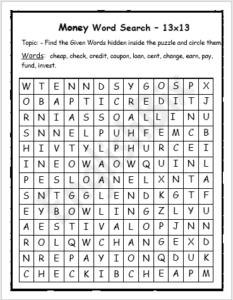 Money Word Puzzles Printable Mini Workbook - EnglishBix