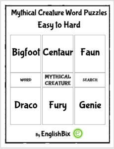 Mythical Creature Word Puzzles Mini Workbook - EnglishBix
