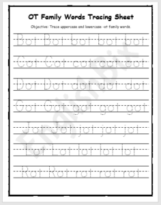 OT Family Words Activity Worksheets - EnglishBix