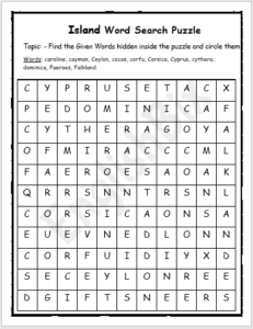 Island Names Word Search Puzzles Workbook - EnglishBix