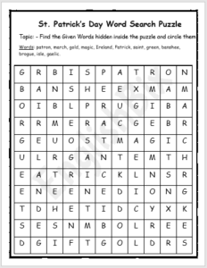 St. Patricks Day Word Search Puzzles Workbook - EnglishBix