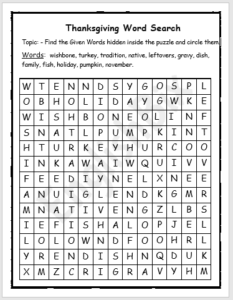 Thanksgiving Word Search Puzzles Workbook - EnglishBix