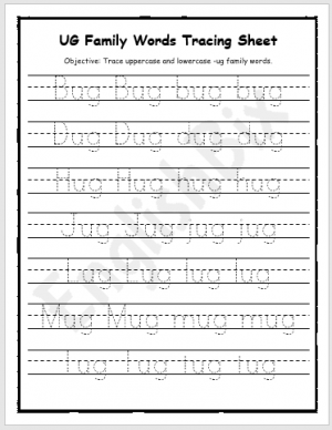 35 Word Family Words Tracing Activity Workbook - EnglishBix