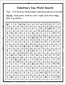 Saint Valentine's Day Word Search Puzzles Workbook - EnglishBix