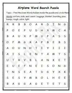 Airplane Word Search Puzzle Printable - EnglishBix