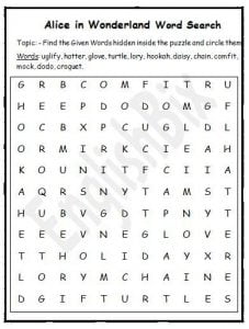 Alice in Wonderland Word Search Printable - EnglishBix