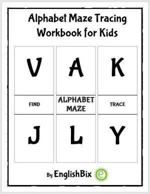 Alphabet Maze Tracing Activity Workbook - EnglishBix