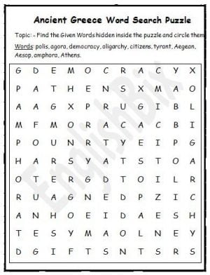 Ancient Greece Word Search Puzzle Printable - EnglishBix
