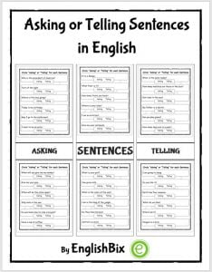 Telling and Asking Sentence Worksheets & Printables - EnglishBix