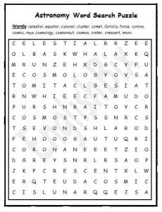 Astronomy Word Search Mini-Workbook - EnglishBix