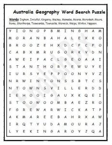 Australian Geography Word Search Mini-Workbook - EnglishBix