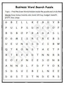 Business Word Search Puzzle Printable - EnglishBix