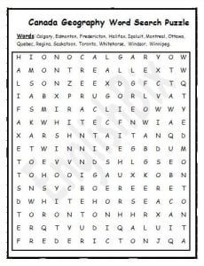 Canada Geography Word Search Mini-Workbook - EnglishBix