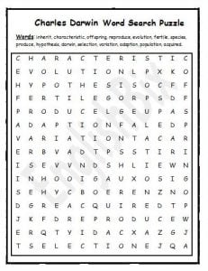 Charles Darwin Word Search Mini-Workbook - EnglishBix