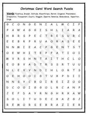 Christmas Carol Word Search Mini-Workbook - EnglishBix