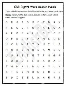 Civil Rights Movement Word Search Printable - EnglishBix