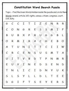 Constitution Word Search Printable - EnglishBix