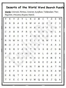 Deserts of the World Word Search Mini-Workbook - EnglishBix