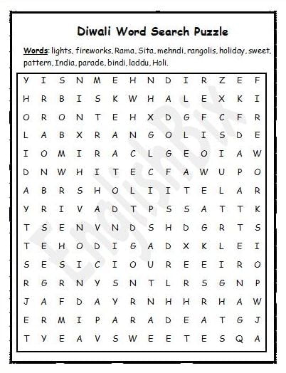 Diwali Festival Word Search Mini-Workbook - EnglishBix