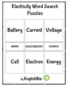 Electricity Word Search Puzzle Printable - EnglishBix