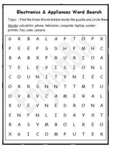 Electronic Appliances Word Search Mini-Workbook - EnglishBix