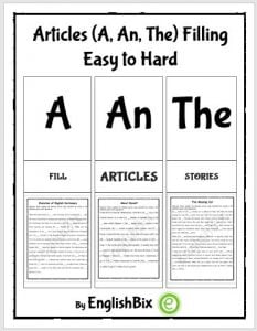 Articles Worksheets & Printables - EnglishBix