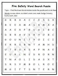 Fire Safety Word Search Puzzle Printable - EnglishBix
