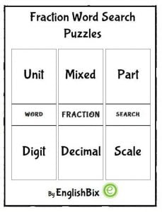 Fractions Word Search Mini-Workbook - EnglishBix
