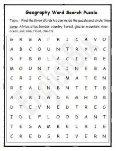 Geography Word Search Mini-Workbook - EnglishBix