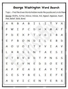George Washington Word Search Mini-Workbook - EnglishBix