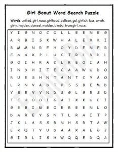 Girl Scout Word Search Mini-Workbook - EnglishBix
