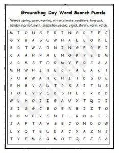 Groundhog Day Word Search Mini-Workbook - EnglishBix