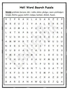 Holi Festival Word Search Mini-Workbook - EnglishBix