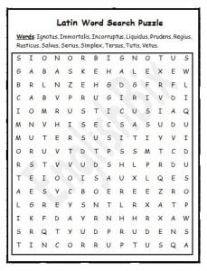 Latin Word Search Mini-Workbook - EnglishBix