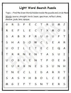 Light Word Search Mini-Workbook - EnglishBix