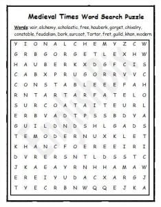 Medieval Times Word Search Mini-Workbook - EnglishBix