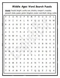 Middle Ages Word Search Mini-Workbook - EnglishBix