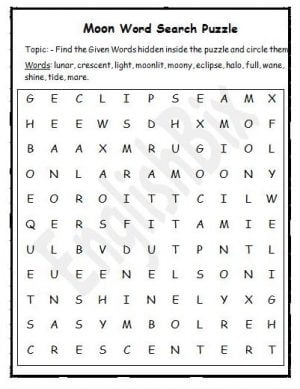 Common Moon Words Search Mini-Workbook - EnglishBix